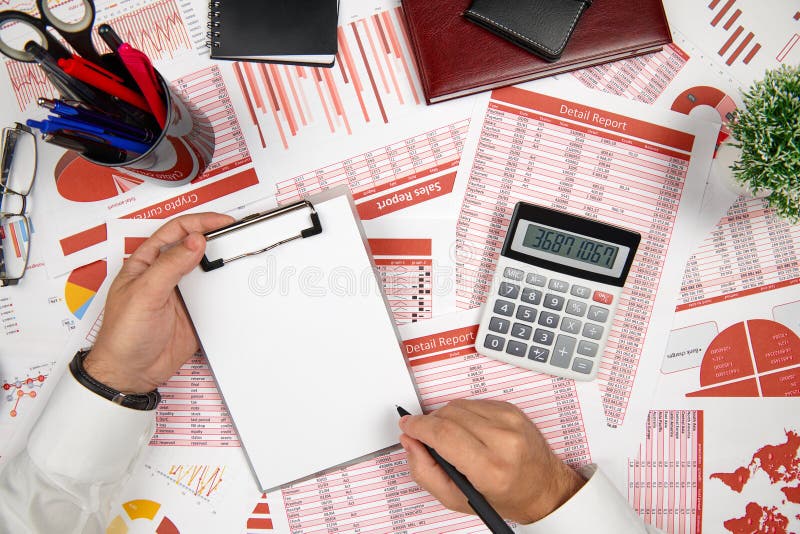 Business Reports, Blank Paper Sheet, Data Tables and Charts - Directly ...