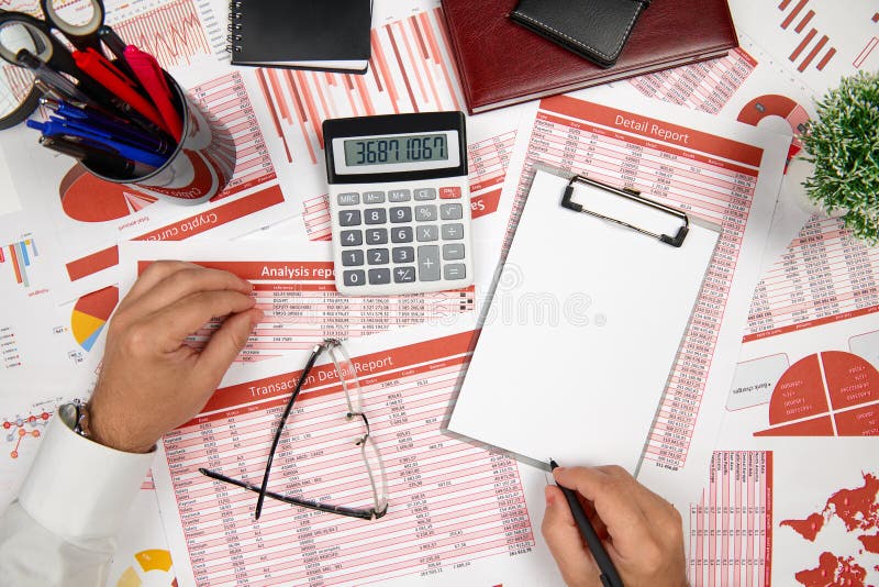 Business Reports, Blank Paper Sheet, Data Tables and Charts - Directly ...