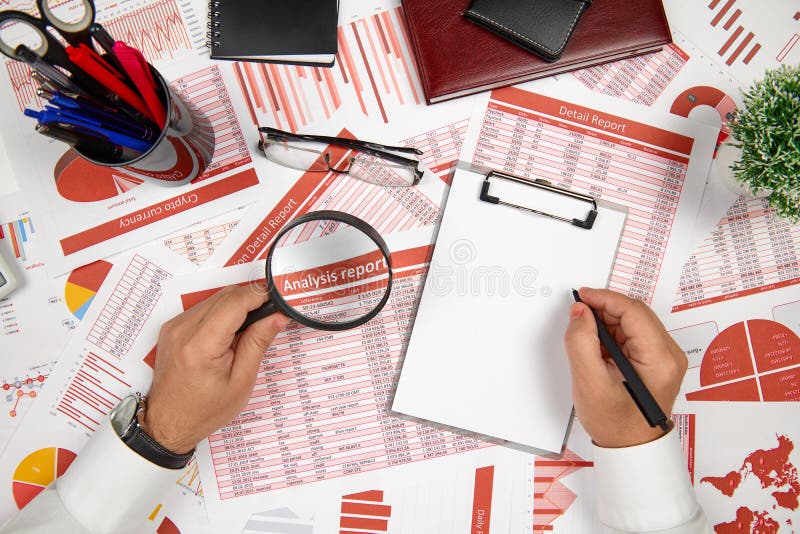 Business Reports, Blank Paper Sheet, Data Tables and Charts - Directly ...