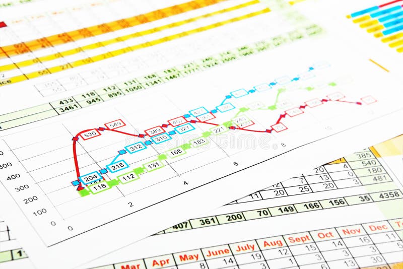 Business Reports in Multicolor Graph Stock Photo - Image of report ...