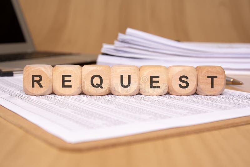 Business Request Concept with Various Wooden Blocks Arranged on ...