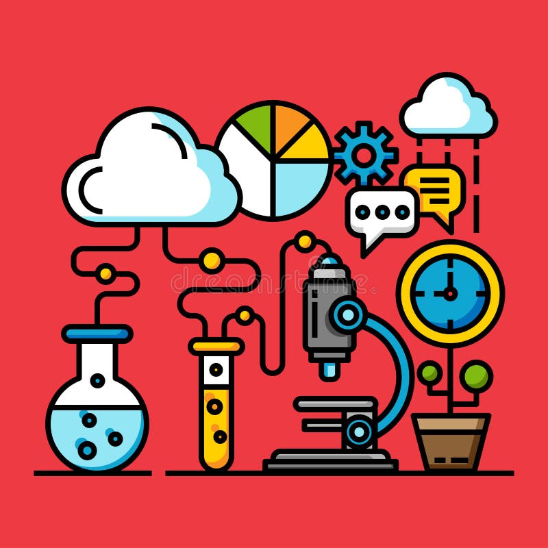 Business Research Marketing Concept. Science Communication Microscope ...