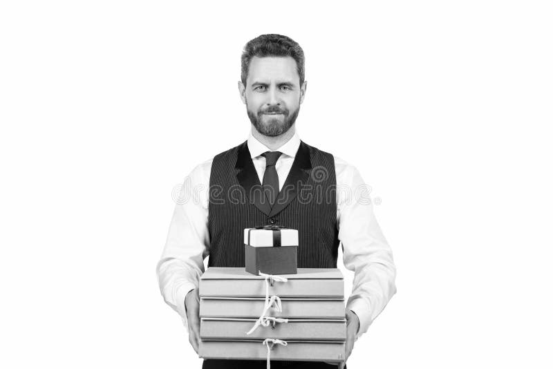 Business Reward. Man Preparing Project. Ceo with Documents and Present ...