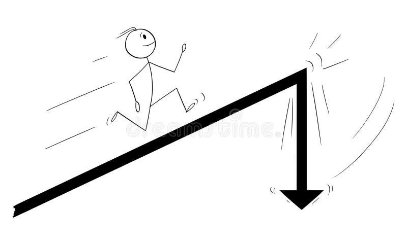 Business Rise and Fall, Vector Cartoon Stick Figure Illustration Stock ...