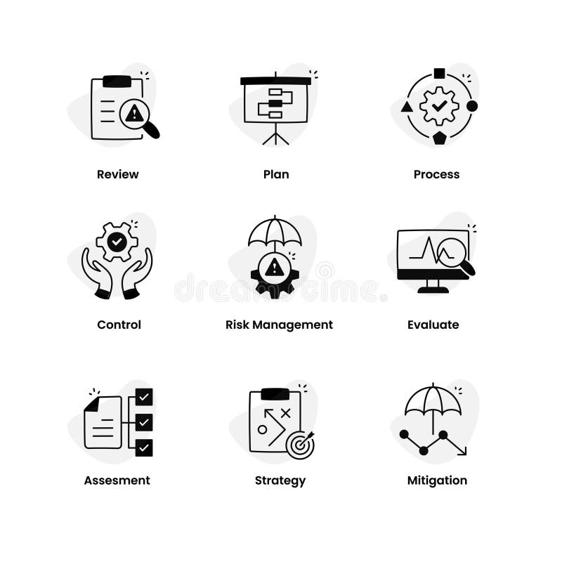 Business Risk Management. Modern Flat Line Icons with Editable Stroke ...