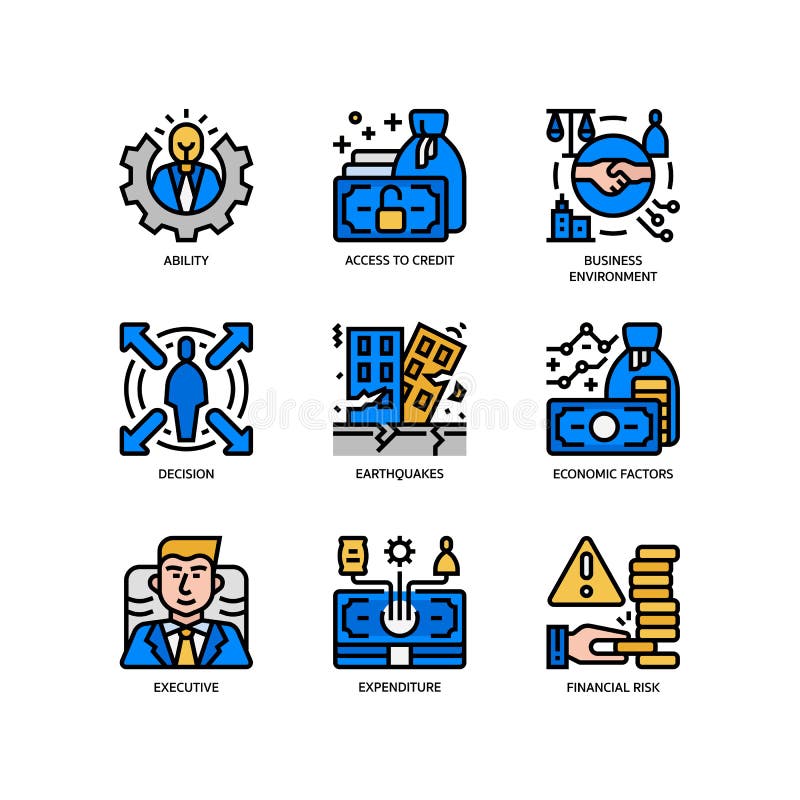 Business risks icons set stock vector. Illustration of finance - 205781975