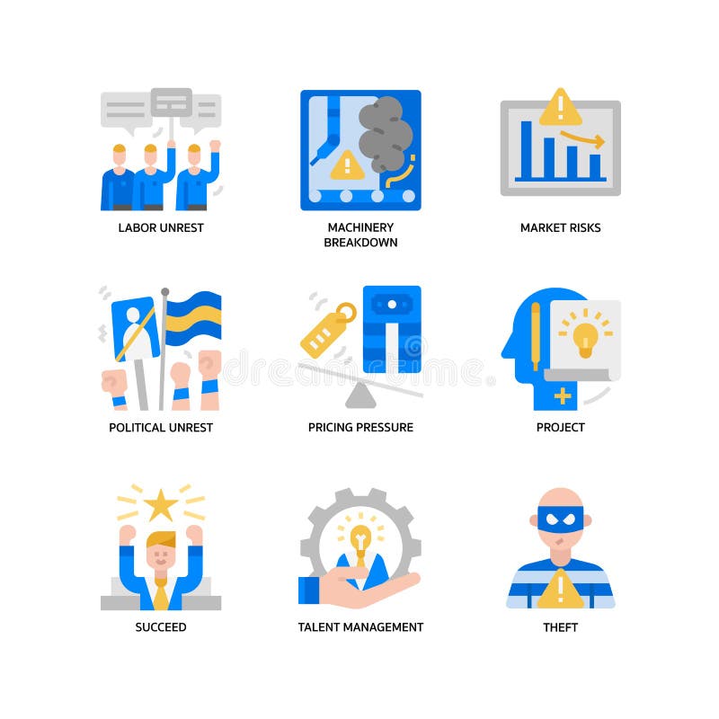 Business risks icons set stock vector. Illustration of market - 205782002