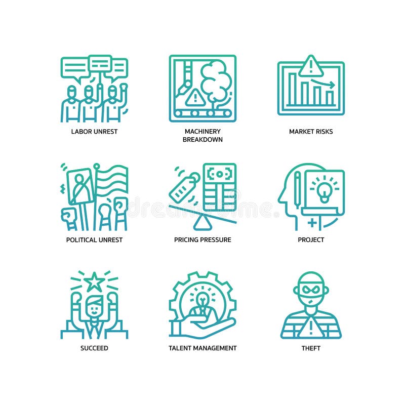 Business risks icons set stock vector. Illustration of talent - 205782021