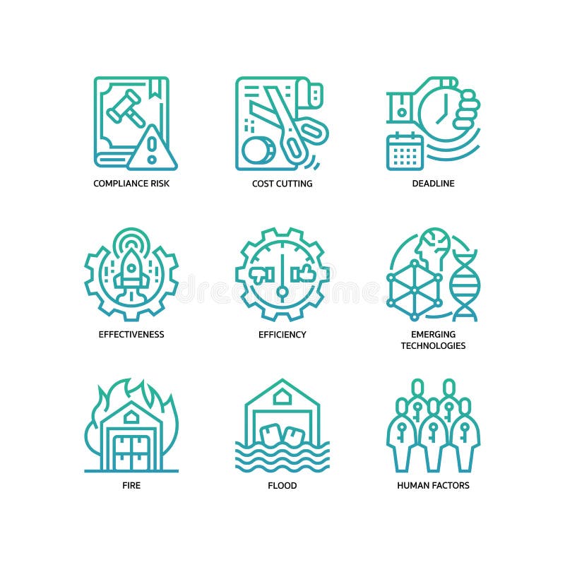 Business risks icons set stock vector. Illustration of icons - 205782025