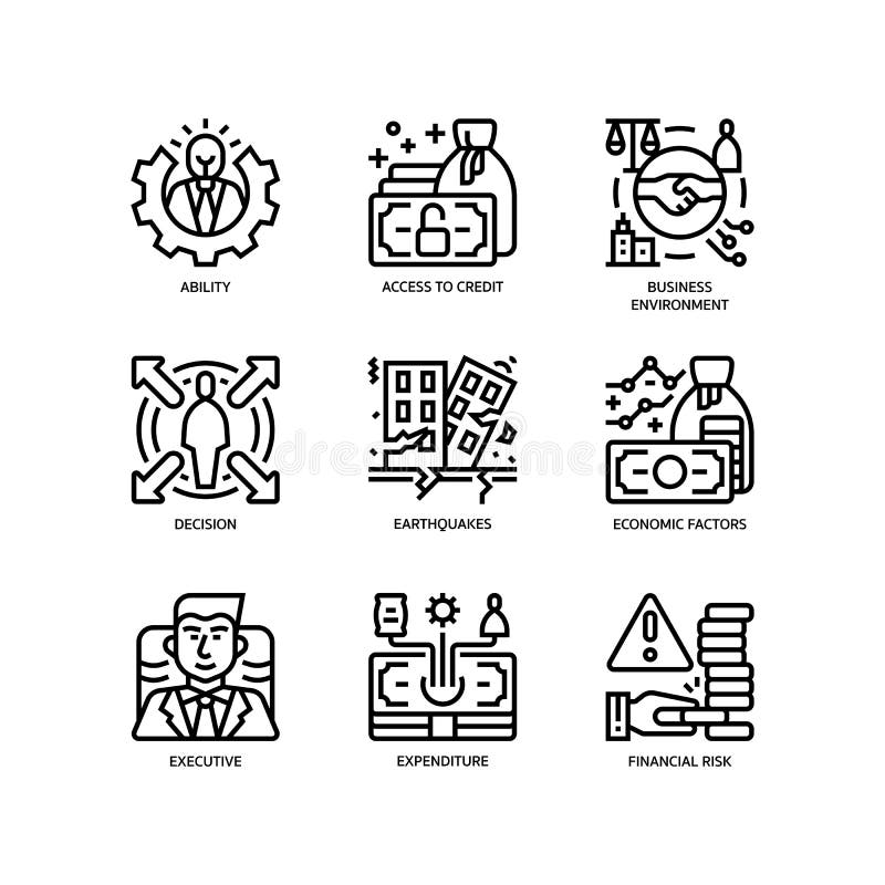 Business risks icons set stock vector. Illustration of finance - 205782035