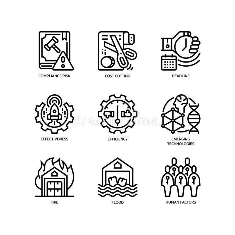 Business risks icons set stock vector. Illustration of risks - 205782042