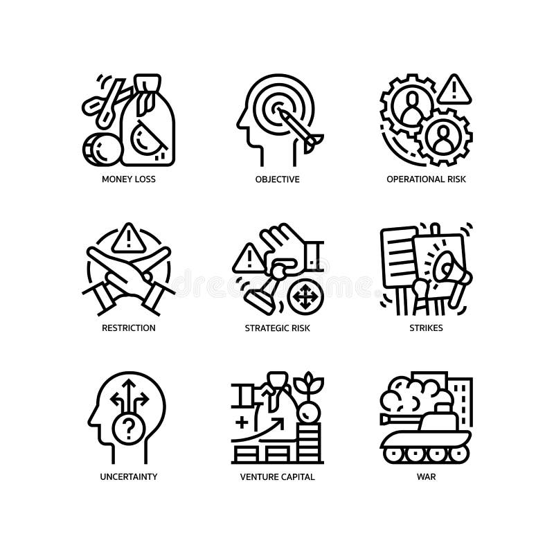 Business risks icons set stock vector. Illustration of venture - 205782058
