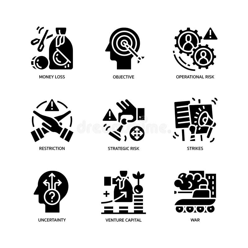 Business risks icons set stock vector. Illustration of business - 205782073