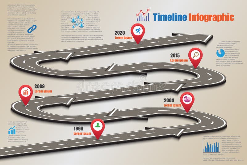 Business Road Map Timeline Infographic Template with Pointers, Vector ...