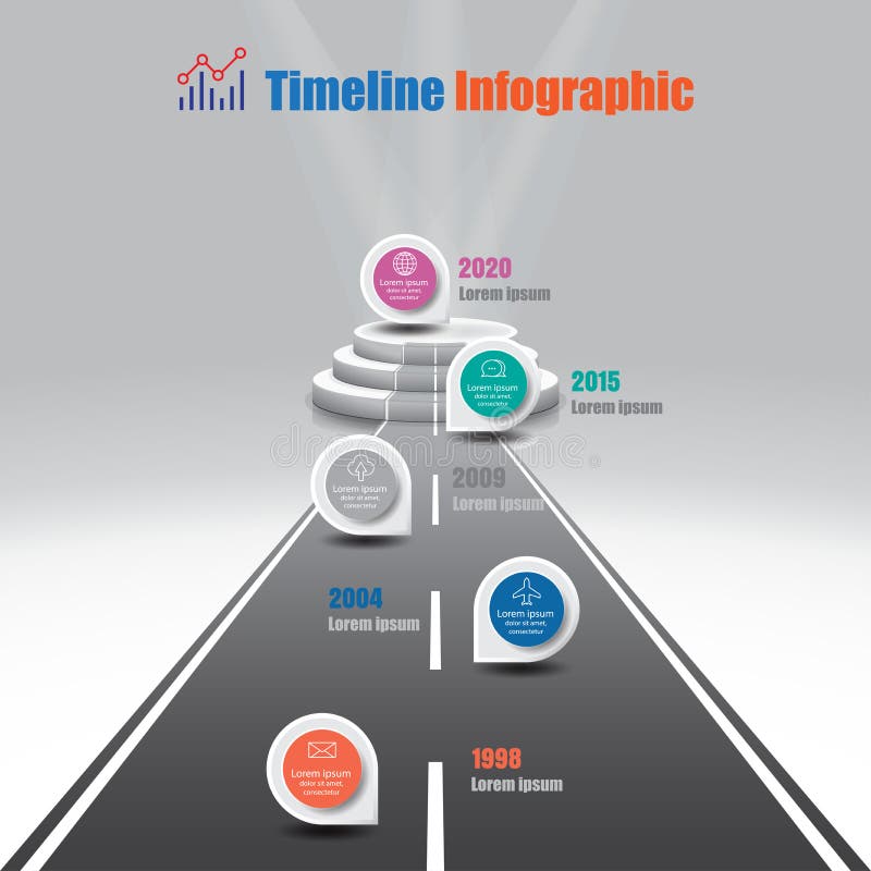 Business Road Map Timeline Infographic Template with Pointers, Vector ...