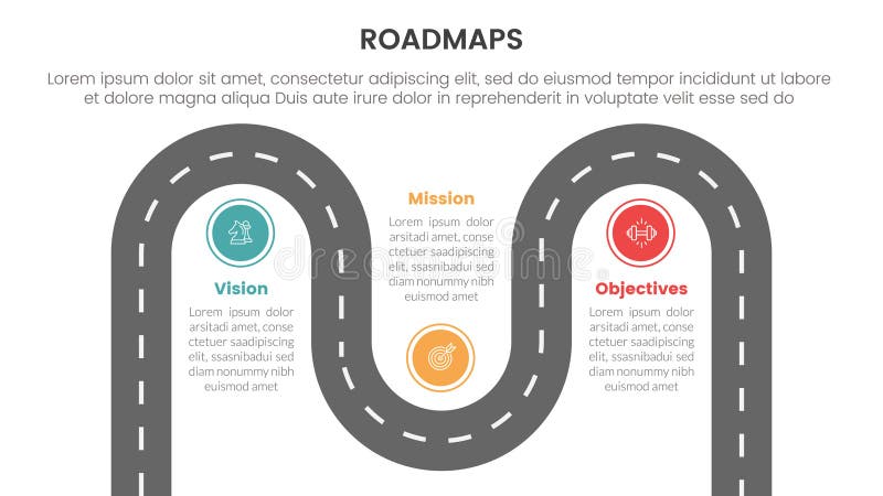 Business Roadmaps Process Framework Infographic 3 Stages with Skew Road ...