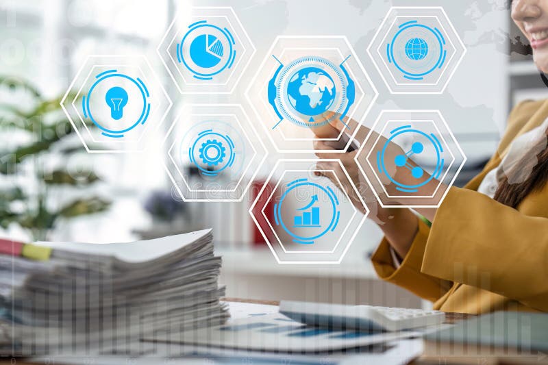 Business Robotic Process Automation Concept with Icons of Management ...