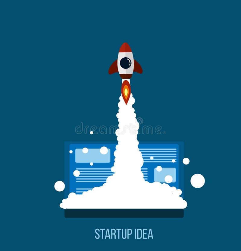 Business Rocket Flying To Space Startup Idea Concept Stock Vector ...