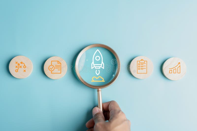 Business with Rocket Launch Icon, Fast Start Up Business To Goal and ...