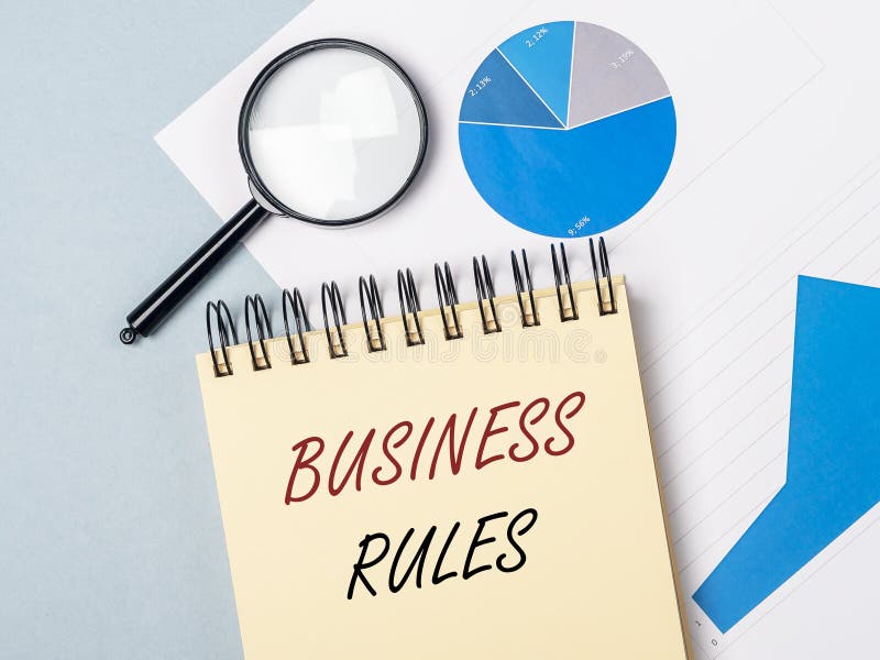 Business Rules Inscription on Paper on Office Table, Top View Stock ...