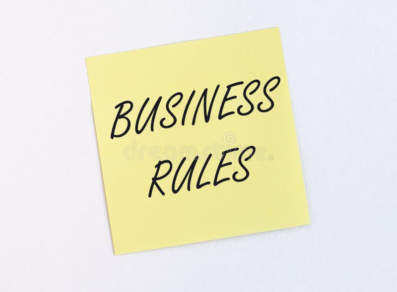 Business Rules Inscription on Paper on Office Table, Top View Stock ...