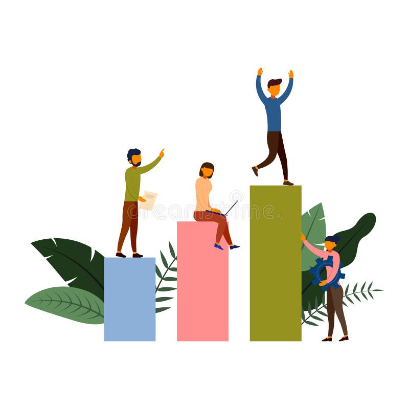 Business Sales Growth of People Working Concept with Character, Vector ...