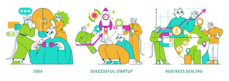 Business Scaling. Flat Vector Illustration Stock Vector - Illustration ...