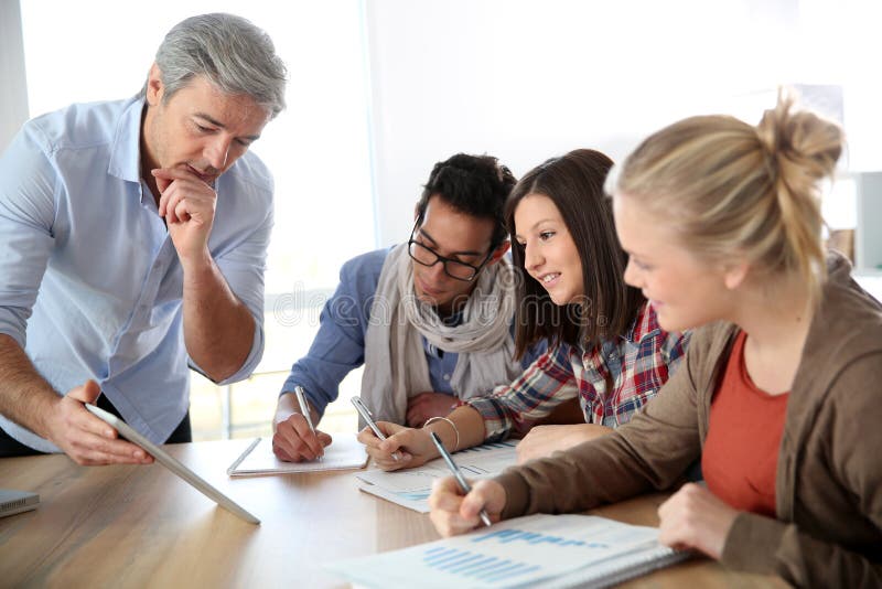Teacher on Whiteboard in Class Stock Photo - Image of management ...