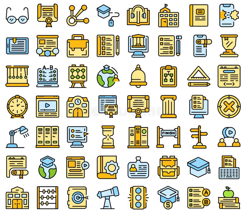 Business School Icons Set Line Color Vector Stock Vector - Illustration ...