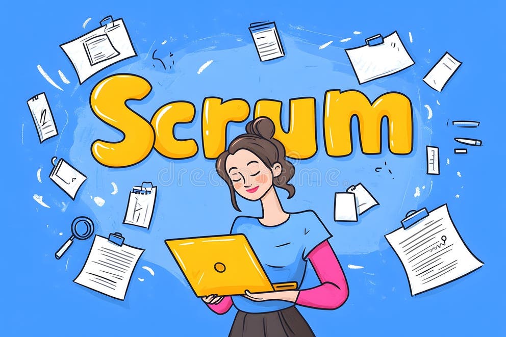 Business and Scrum Lettering Design, Illustrating the Flow of Agile ...