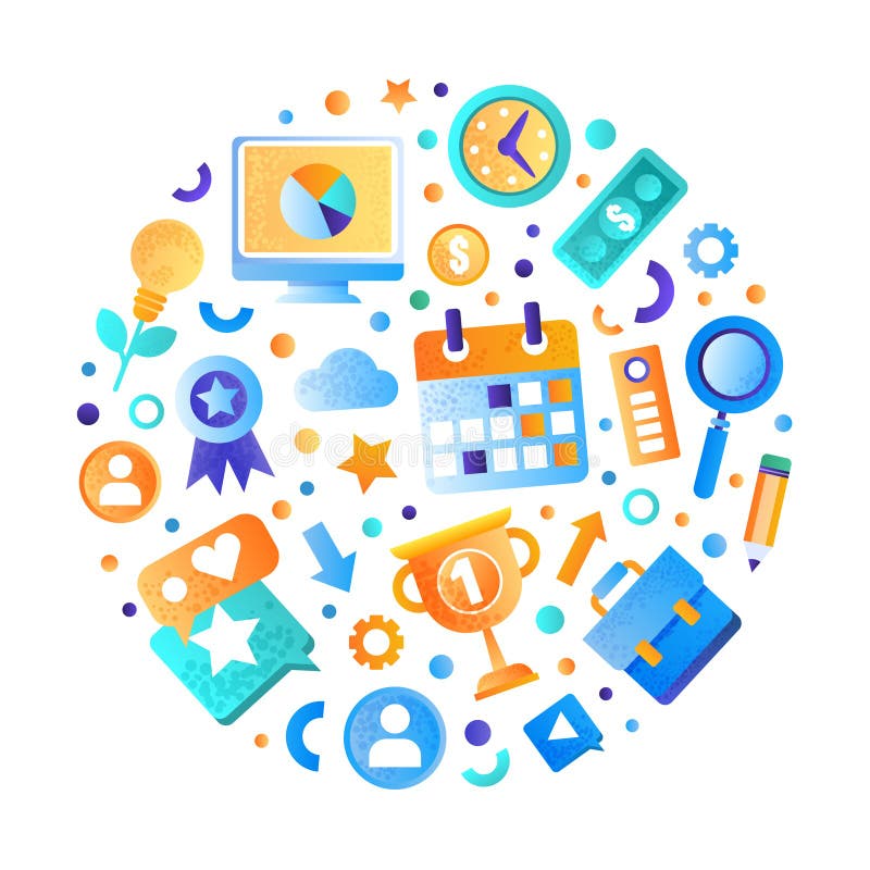 Business Seamless Pattern of Round Shape. Business, Finance and ...