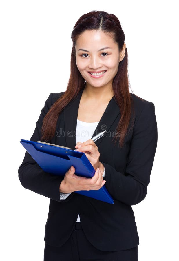Secretary with clipboard stock photo. Image of beautiful - 43289116