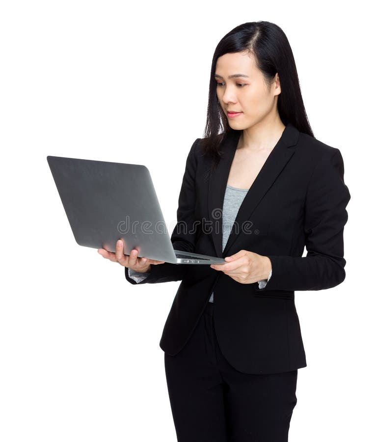 Business Secretary Look at Laptop Computer Stock Photo - Image of ...