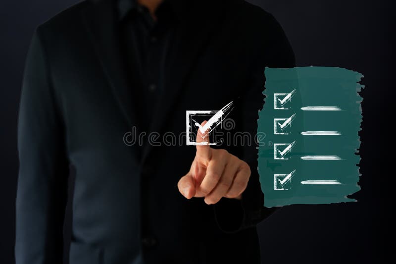 A Business are Selecting Check Mark Which Floating and Drawing by Paint ...