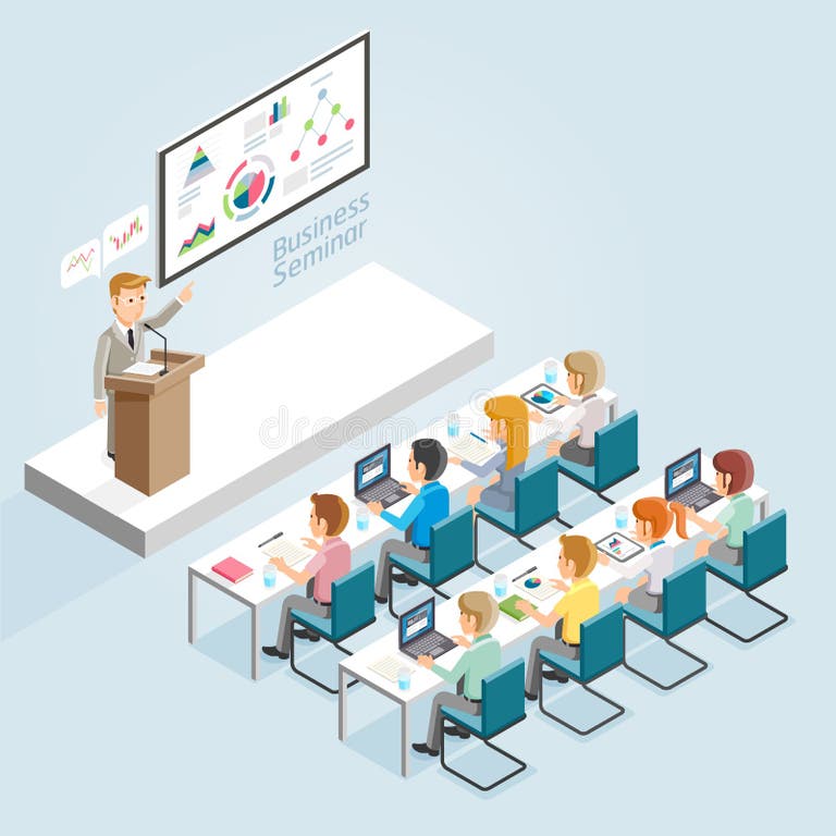 Business Seminar Isometric Flat Style. Stock Vector - Illustration of ...
