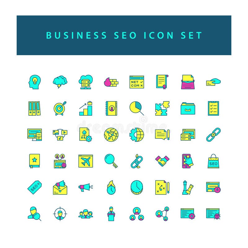 Business Seo Icon Set with Filled Outline Style Design Stock Vector ...