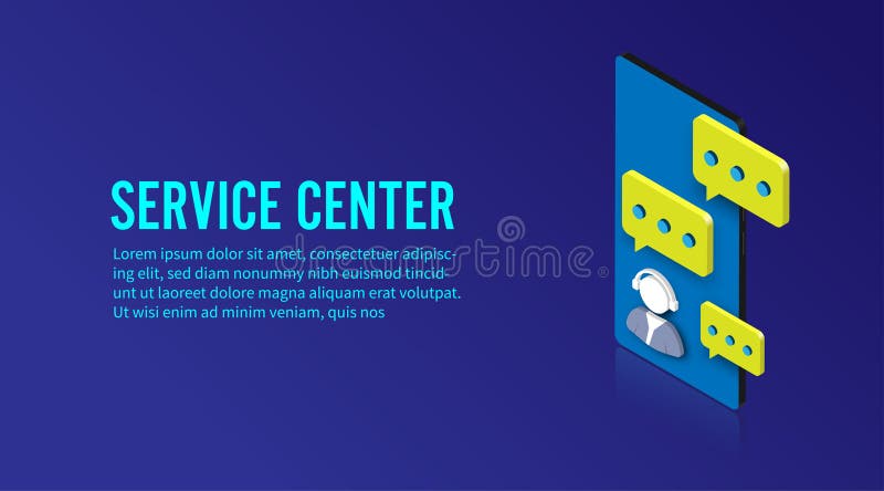 Business Service Center Message. Banner Design 3d Isometric Vector ...