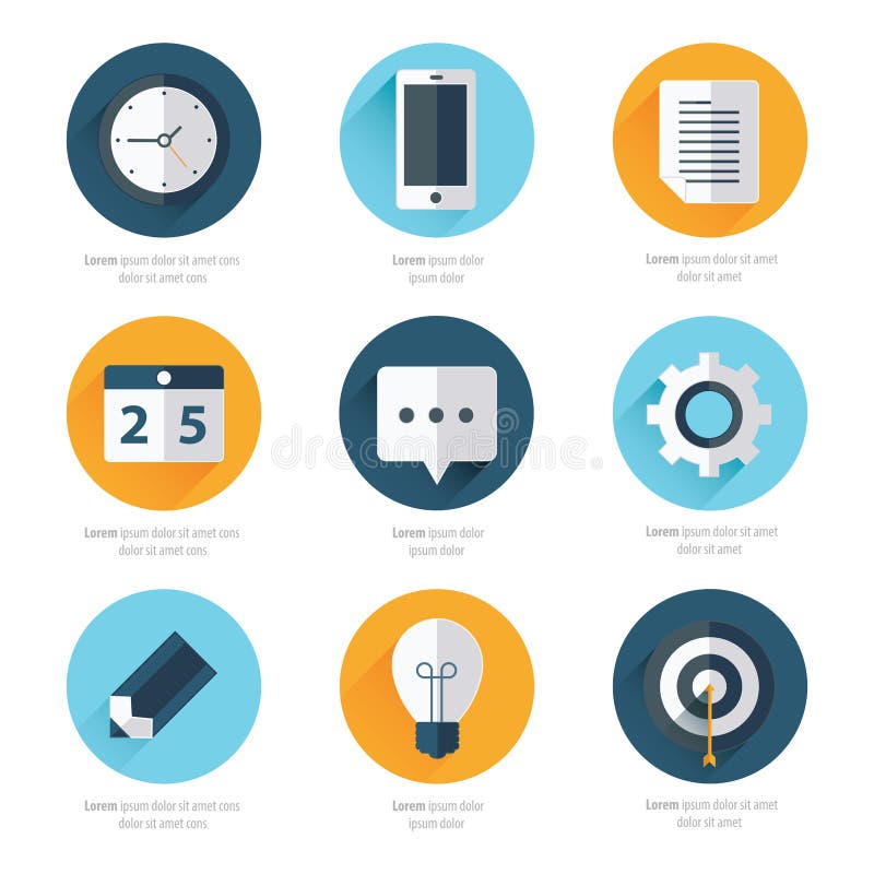 Business Set of Flat Design Icons 4 Color Stock Vector - Illustration ...