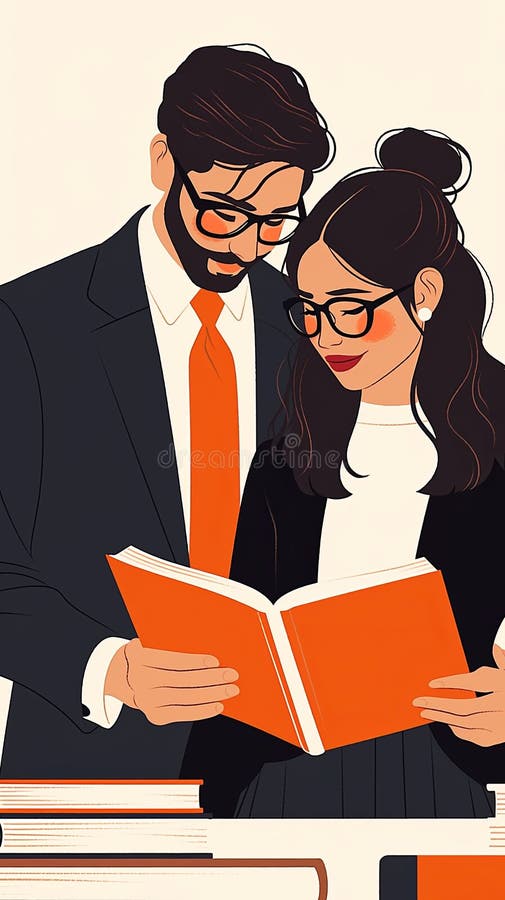 Professional Businessman and Young Woman Collaborating and Studying ...