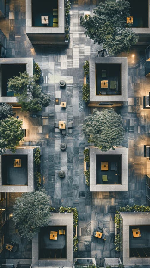 Business Setup Featuring a Repetitive Layout Pattern. Stock ...