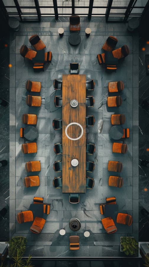 Business Setup Featuring a Symmetrical Layout Pattern. Stock ...