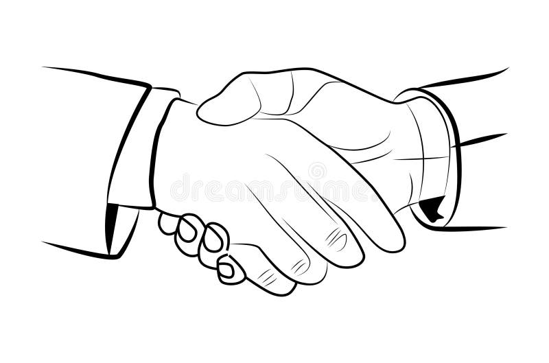 Business Shaking Hands Line Drawing Concept Isolated on White ...