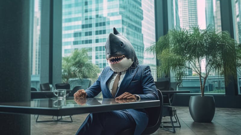 Business Shark in Suit Sitting in the Office. Generative AI Weber ...