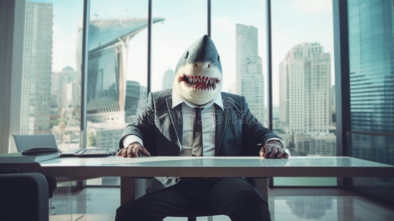 Business Shark in Suit Sitting in the Office. Generative AI Weber ...