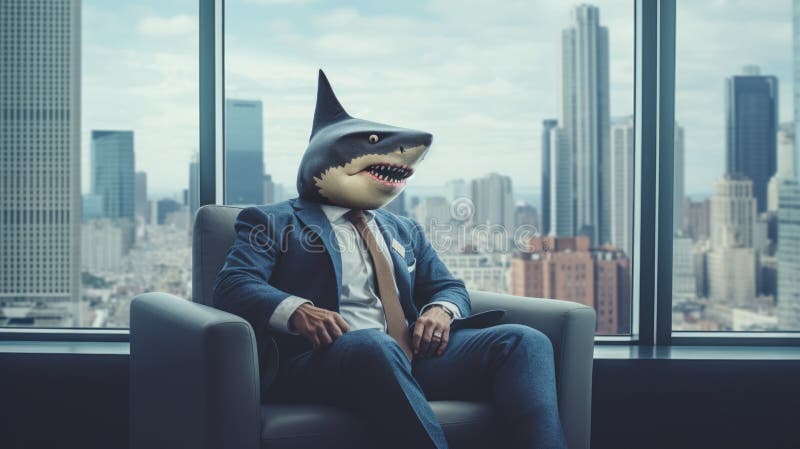 Business Shark in Suit Sitting in the Office. Generative AI Weber ...