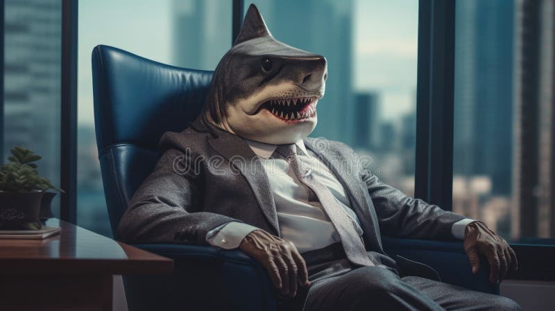 Business Shark in Suit Sitting in the Office. Generative AI Weber ...