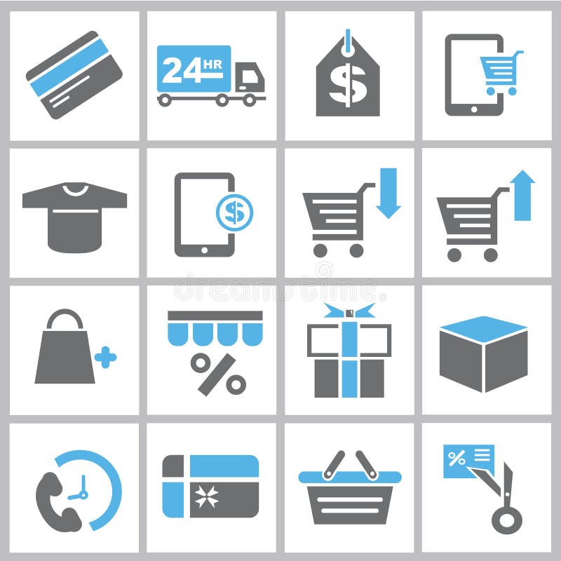 Business and Shopping Icons Stock Illustration - Illustration of call ...