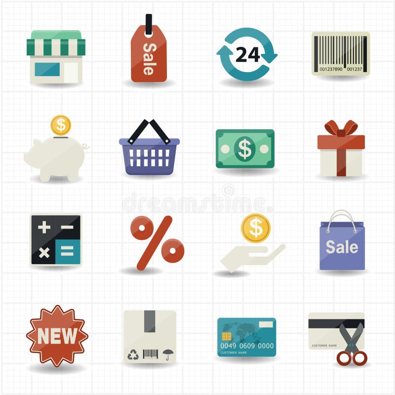 Business and Shopping Icons with White Background Stock Vector ...