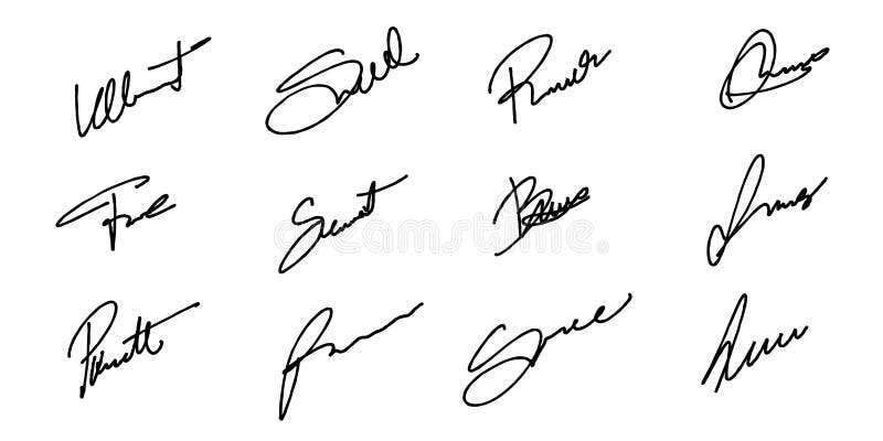 Business Signature Vector Set Stock Vector - Illustration of freehand ...