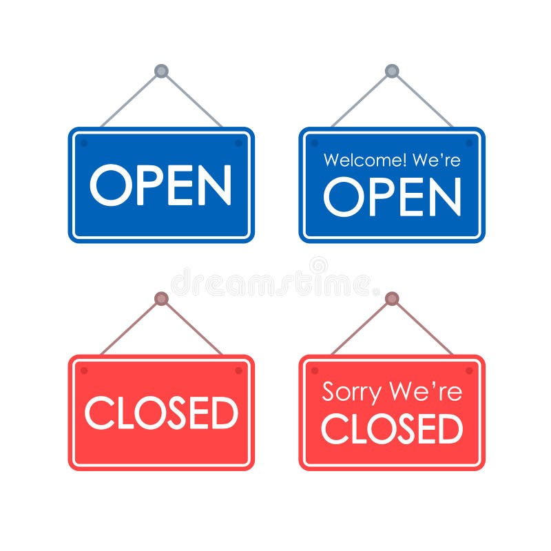 Business Signboard Open and Closed Icon Set, Vector Stock Vector ...